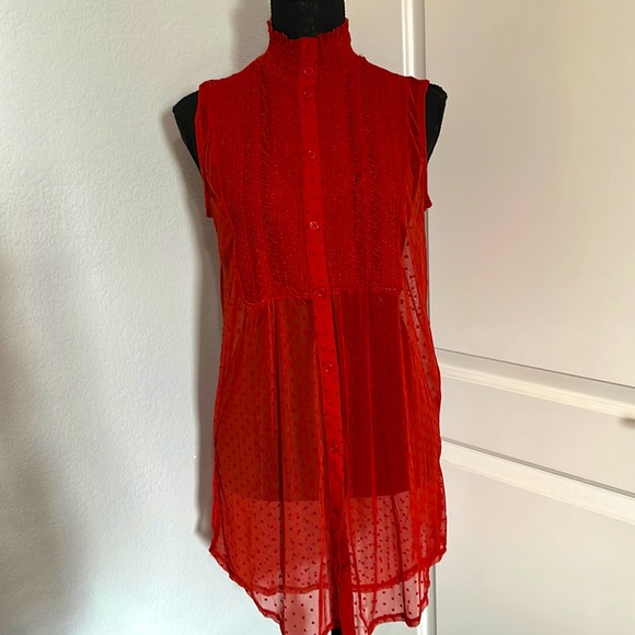 Anthropologie | Tops | Vanessa Virginia Anthro Sleeveless Sheer Rust ...